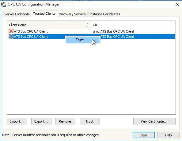 Manage OPC Client Channels