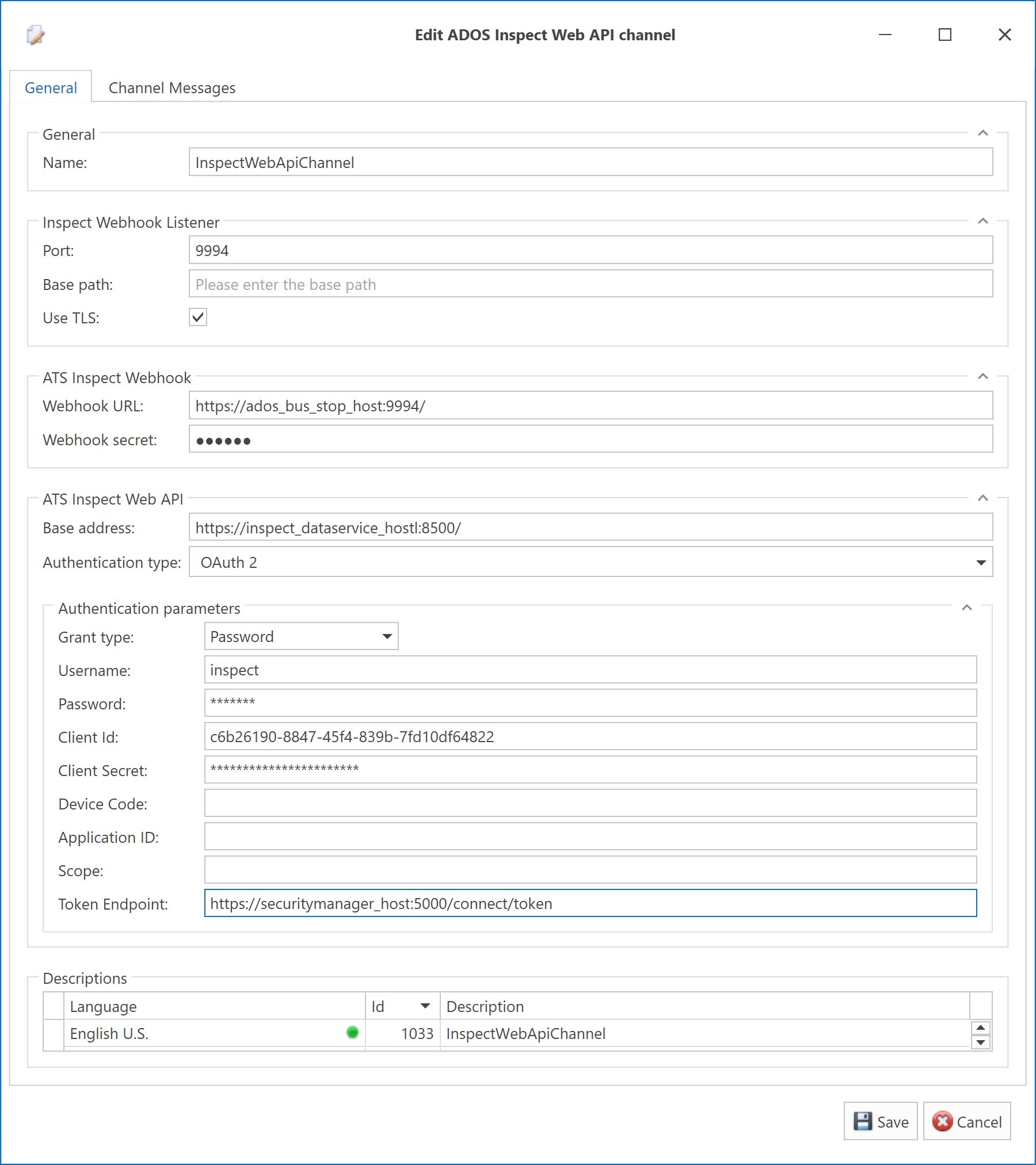 Manage ATS Inspect Web API Channels