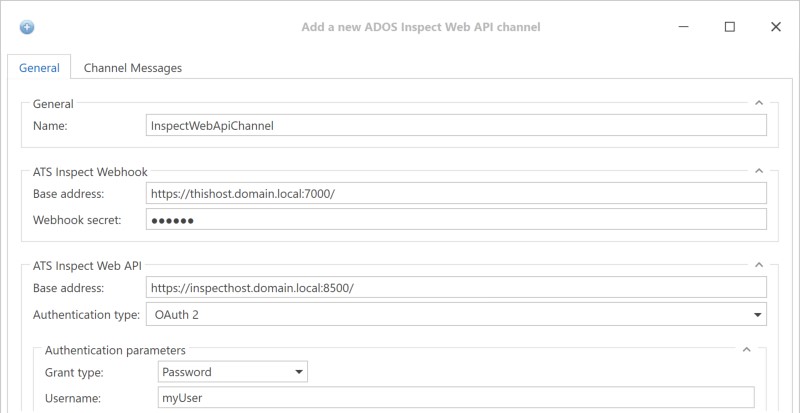 Manage ATS Inspect Web API Channels